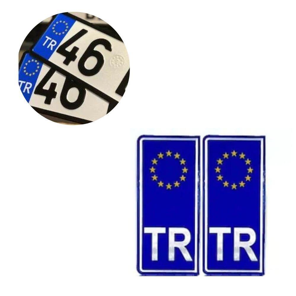 Carmind TR Avrupa Birliği Plaka için Alüminyum Sticker (2 Adet ...
