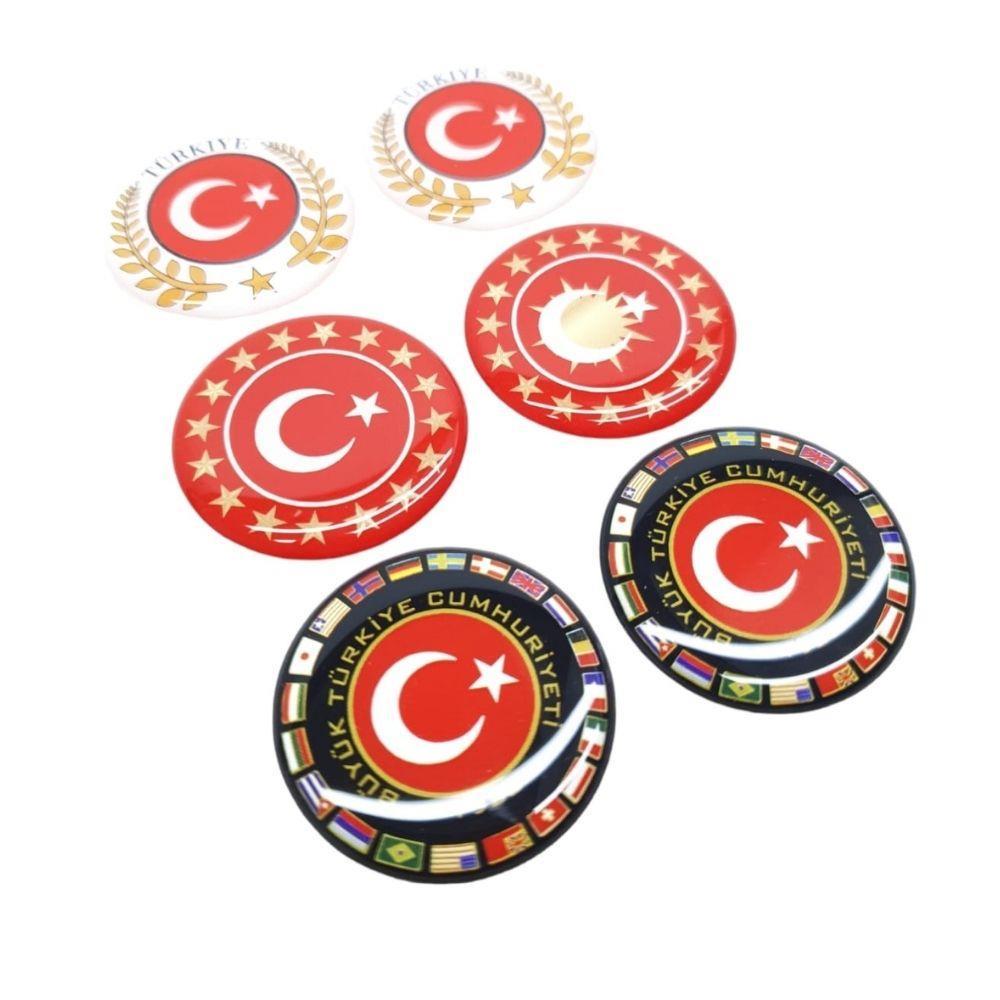 Türk Bayrağı Plaka Etiket Pulu Damla Sticker 6 Adet - Otomarketin.com